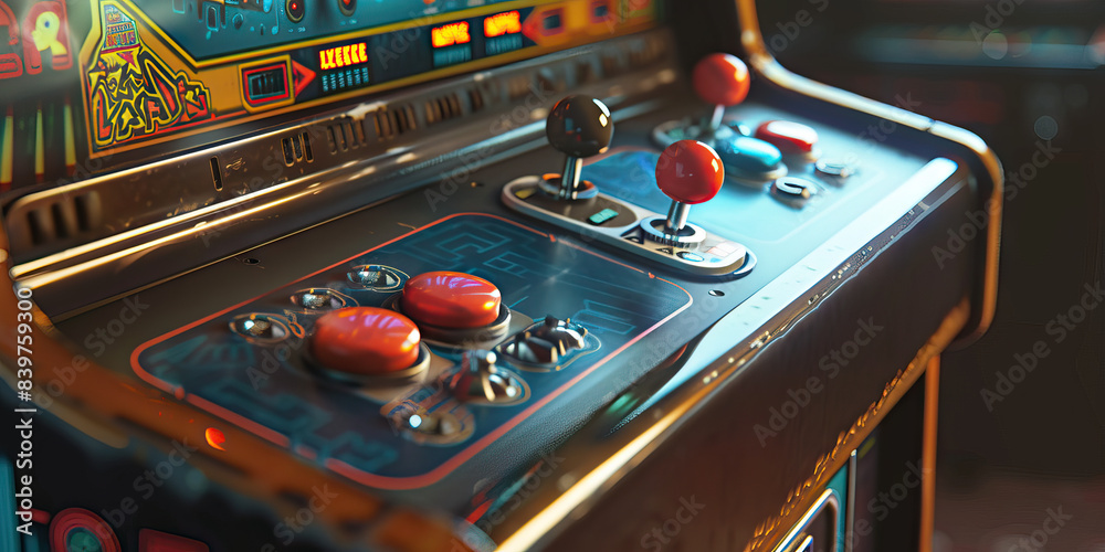 Retro Arcade: An old-fashioned arcade game cabinet with a vintage ...