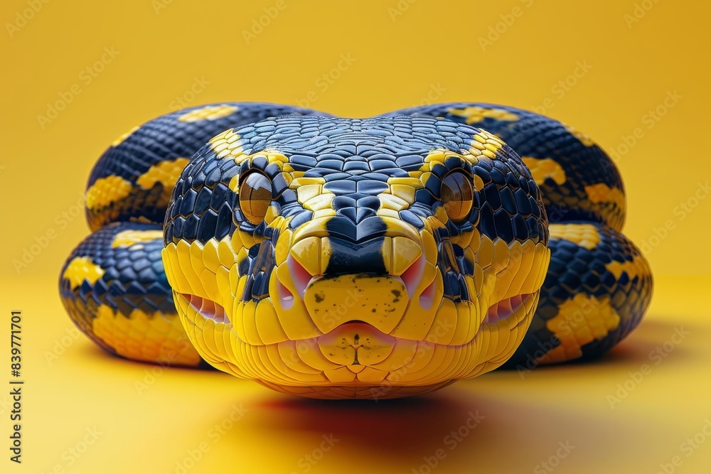 Anaconda head flat design front view striking 3D render ...