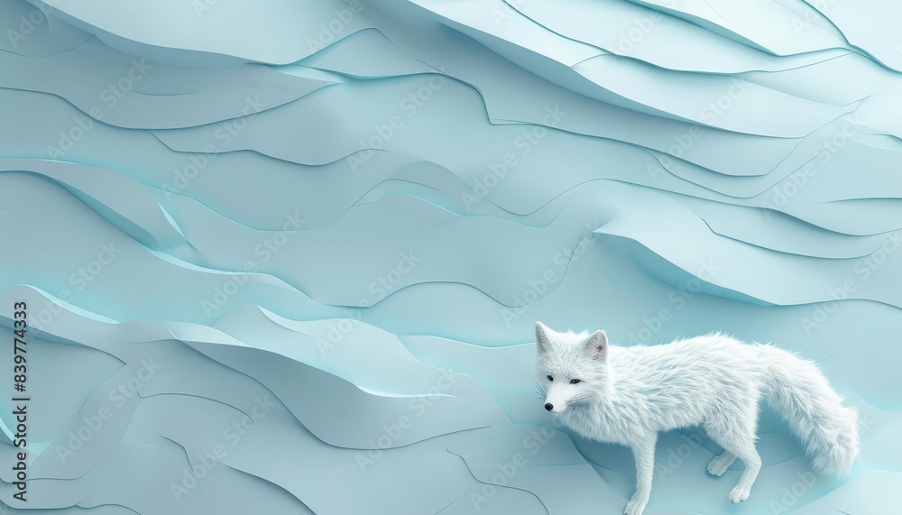 Arctic fox exploring flat design top view arctic animation ...