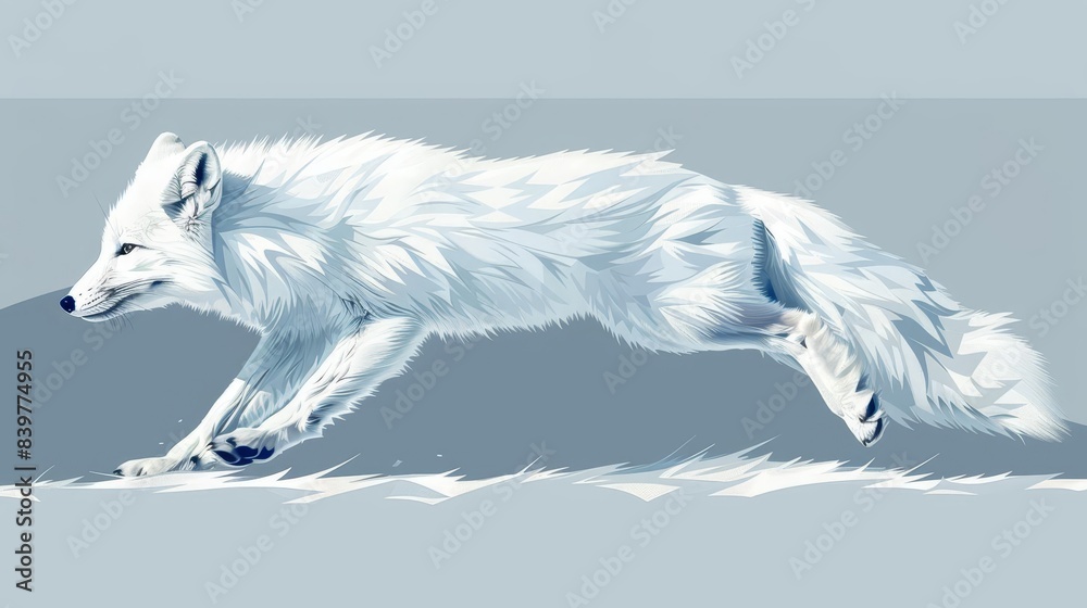 Arctic fox leaping flat design side view prey animation Complementary ...