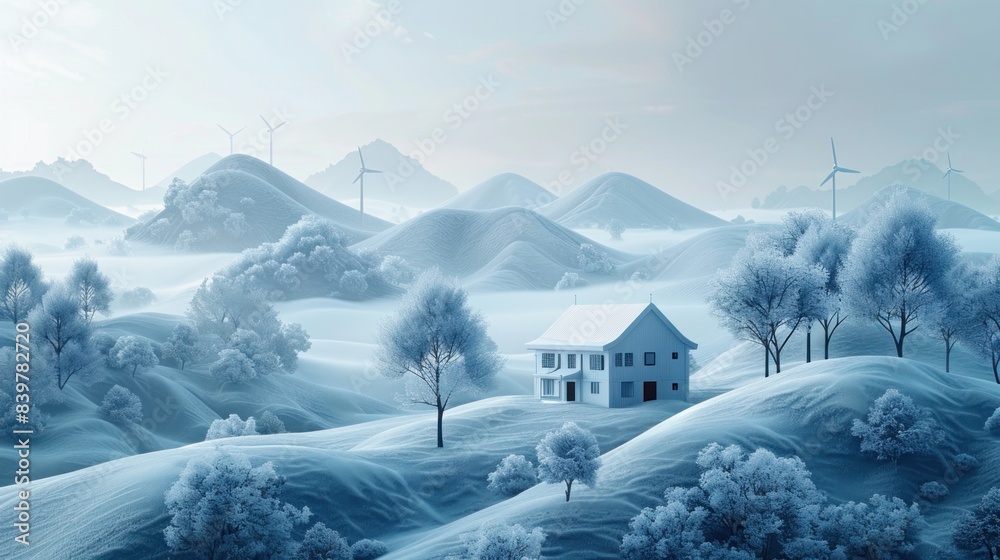 3D anime-style depiction of renewable energy sources combating global ...