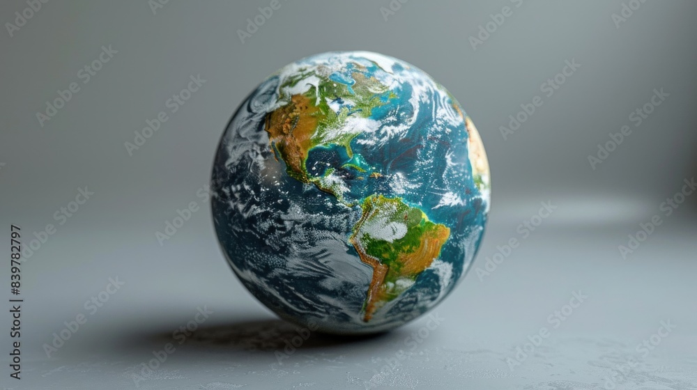 3D anime-style view of Earth's climate zones changing, smooth white ...