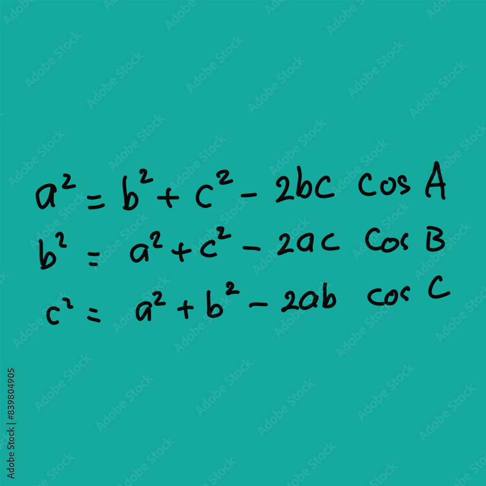 basic trigonometric formulas written in black ink. illustration of ...