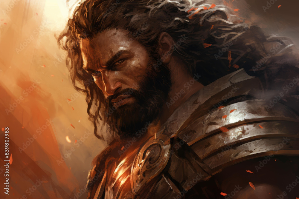 Stunning portrait of Ares, the Greek god, capturing his beautiful ...