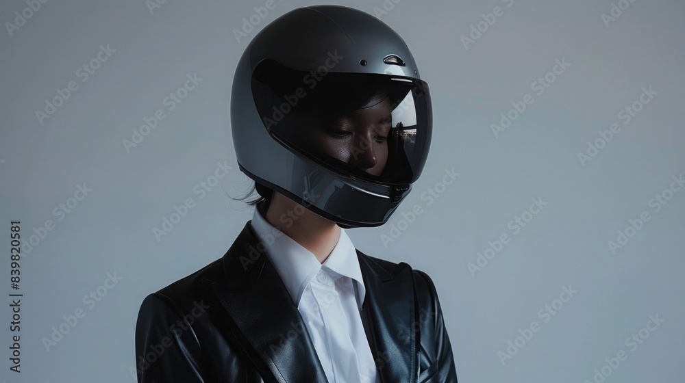 Minimalistic portrait of an androgynous person wearing a suit, white ...