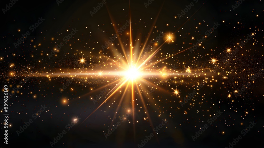 Realistic bright light effect sparkling star on a transparent background vector Stock ...