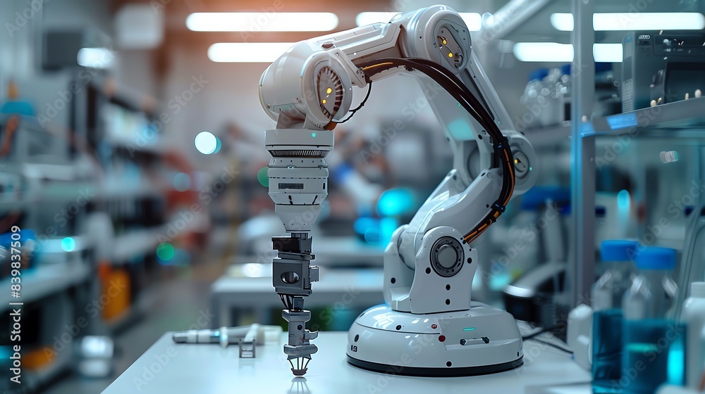 AI-powered robotic arm in a high-tech lab, showcasing advanced ...