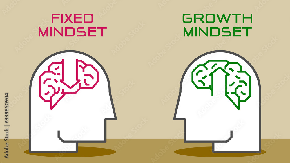 Illustration of The Difference Between a Fixed vs Growth Mindset ...