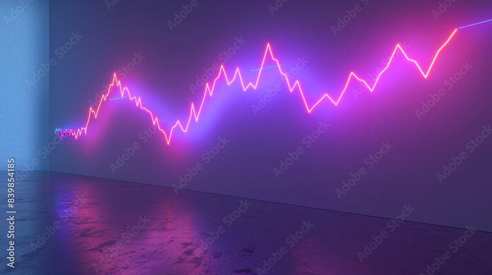 Vibrant neon light graph in a modern gallery space, showcasing dynamic ...