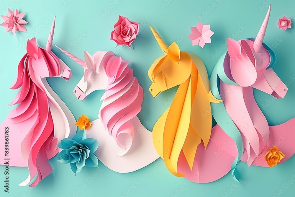 unicorn Paper cut art, Layered paper craft animals, 3D paper sculptures ...