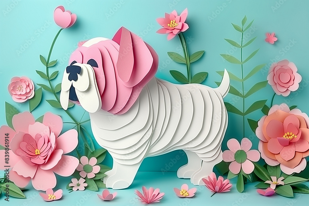 Dog Paper cut art, Puppy Layered paper craft animals, 3D paper ...