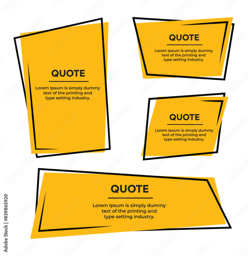 Quotation text frame in different geometric shapes box template set ...