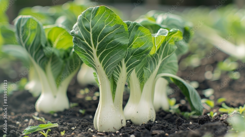 Freshly cut bok choy and pak choi, with their green and white leaves ...