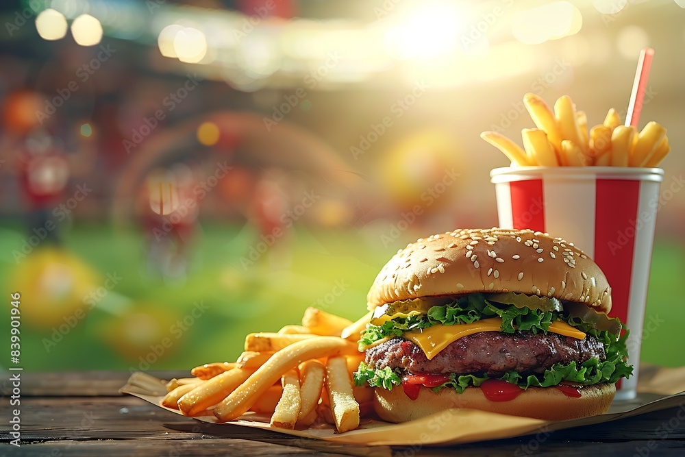 fast food combo meal featuring a double cheeseburger, large fries, and ...