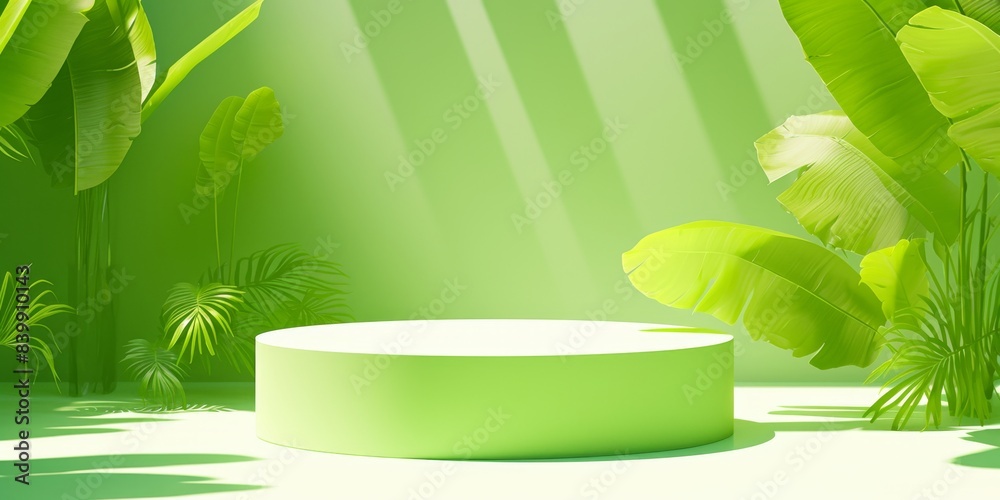 Minimalist Green Product Showcase Stand on Natural Spring Green ...