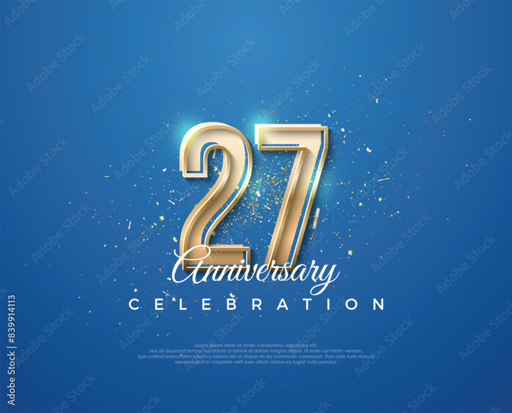27th anniversary with a luxurious design between gold and blue. Premium ...