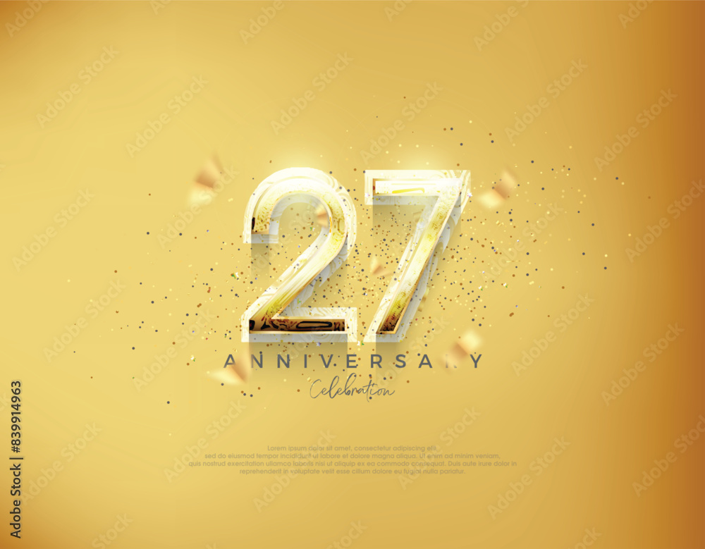 27th anniversary number. Luxury gold background vector. Premium vector ...