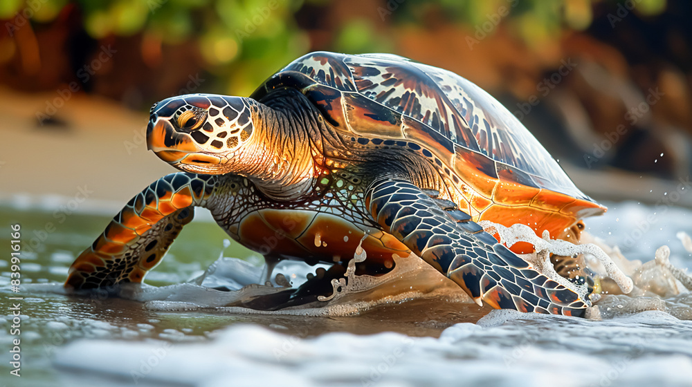 Endangered Sea Turtle Struggles to Nest as Tides Rise, Symbolizing ...