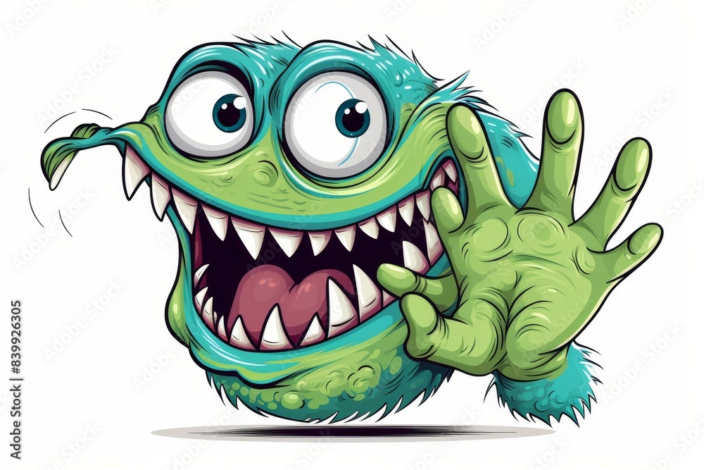 ภาพประกอบสต็อก Cute and humorous cartoon illustration of a monster ...