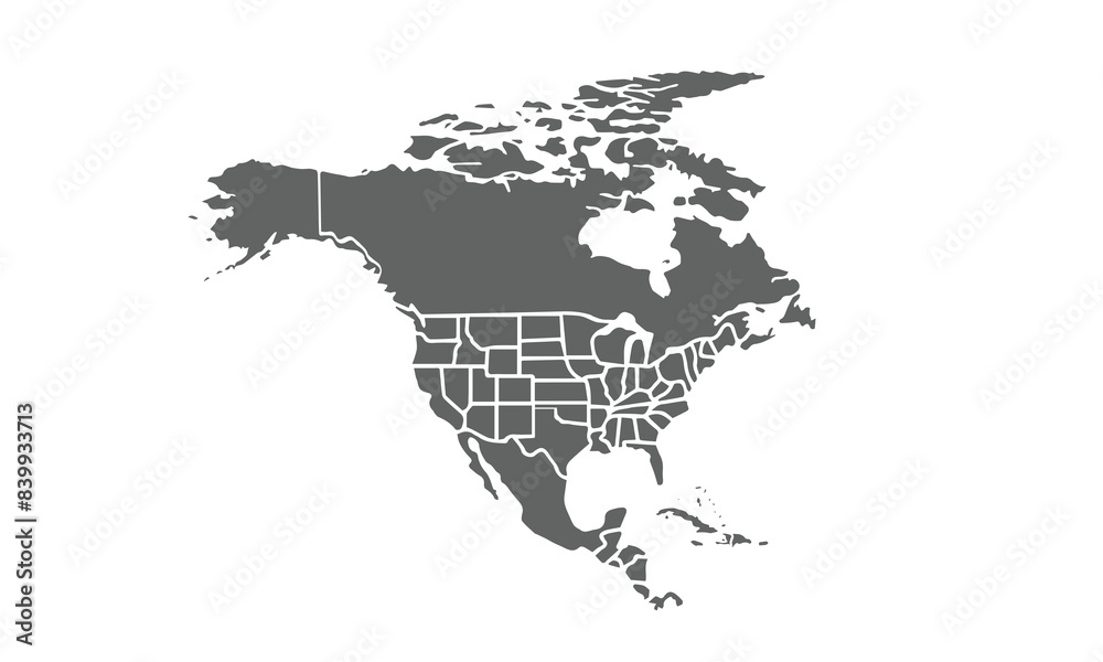 North America map isolated on white background. for website layouts ...