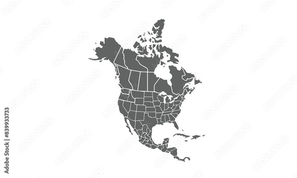 American Countries Map isolated on white background. for website ...