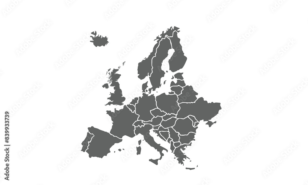 Europe map isolated on white background. for website layouts, reports ...