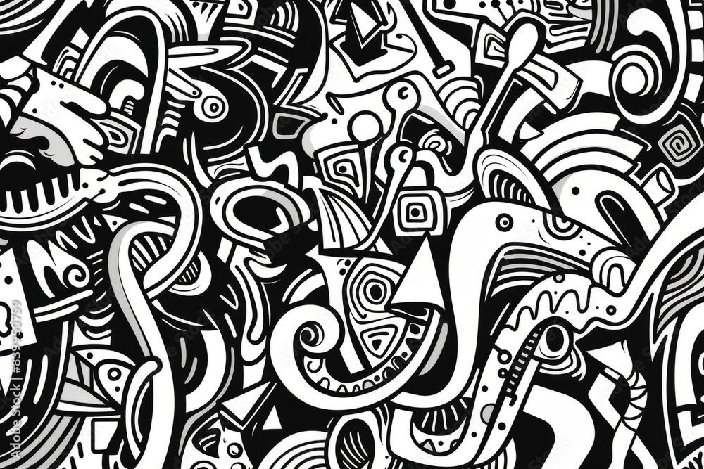 Cartoon cute doodles of irregular lines creating a sense of chaos and ...