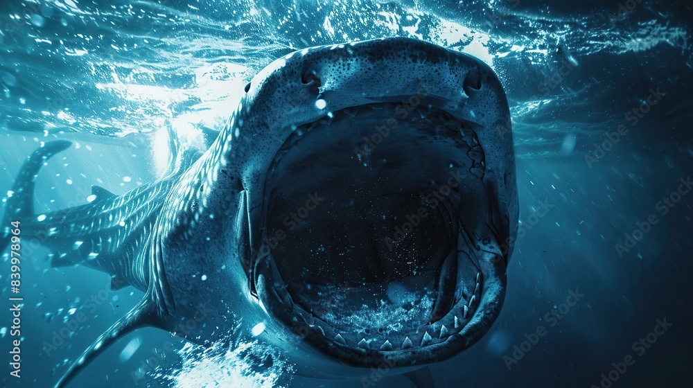 Image of whale shark showing the aggresiveness and anger in real sea ...