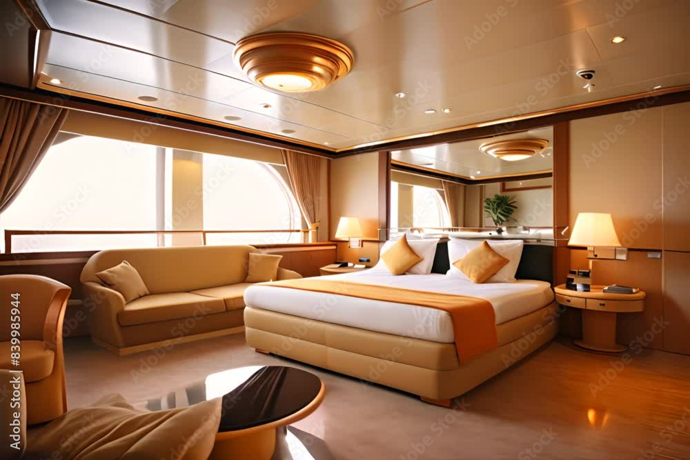 Luxury Cruise Ship Interior, Luxurious Ocean Liner Deck, Cabins ...