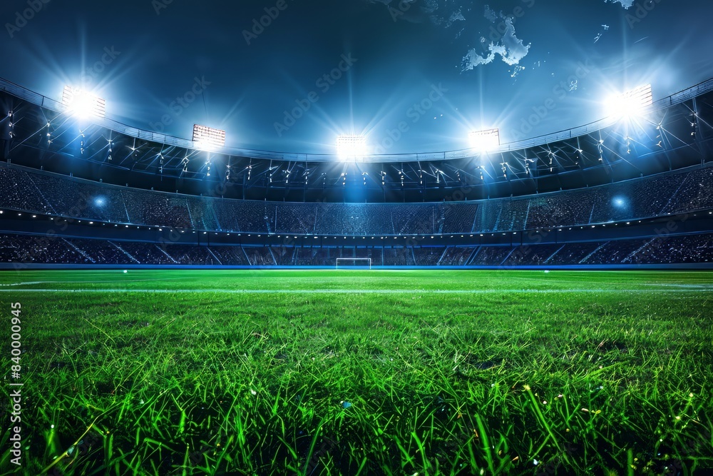 Soccer stadium field. Soccer field background. Sport advertisement ...