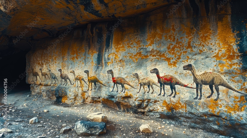 Ancient Cave Painting of Extinct Animals Stock Illustration | Adobe Stock