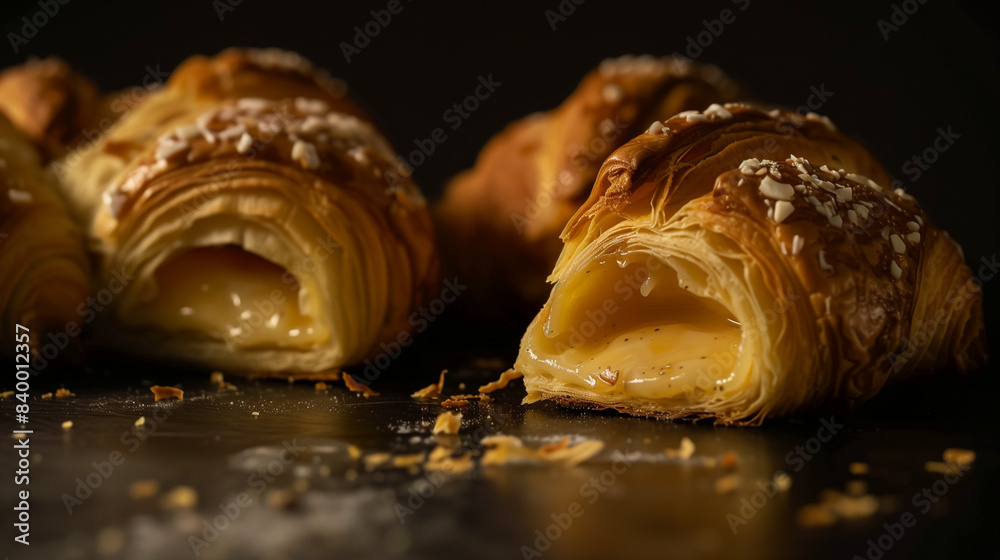 Flaky, crispy puff pastry creations with a golden-brown crust, light ...