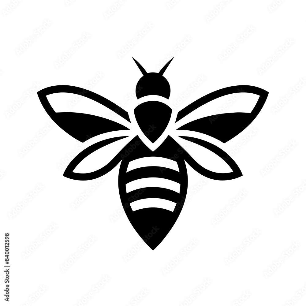 Honey bee logo design template with vector illustration. Flying honey ...