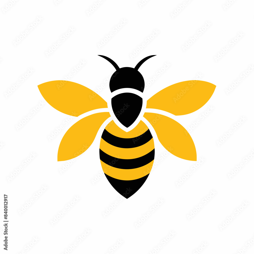 Honey bee logo design template with vector illustration. Flying honey ...