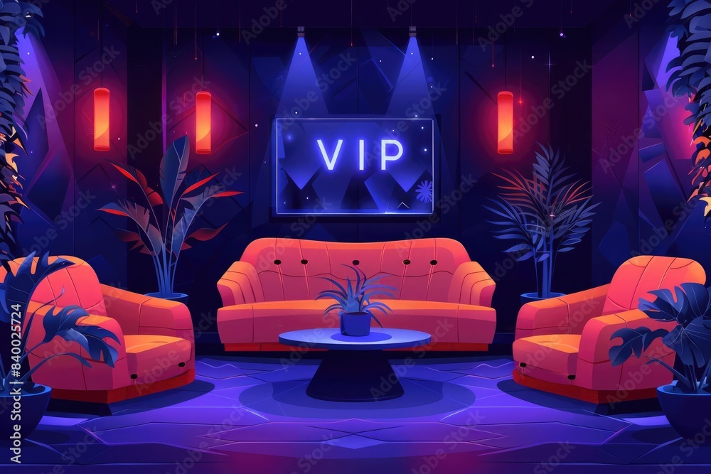 Neon VIP Lounge Background, Exclusive Club Interior, Modern, Luxury ...