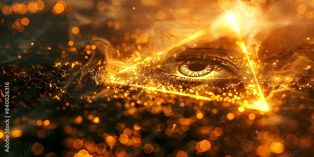 Symbol of Illuminati Freemasonry with eye in triangle and square sacred geometry. Concept Sacred ...