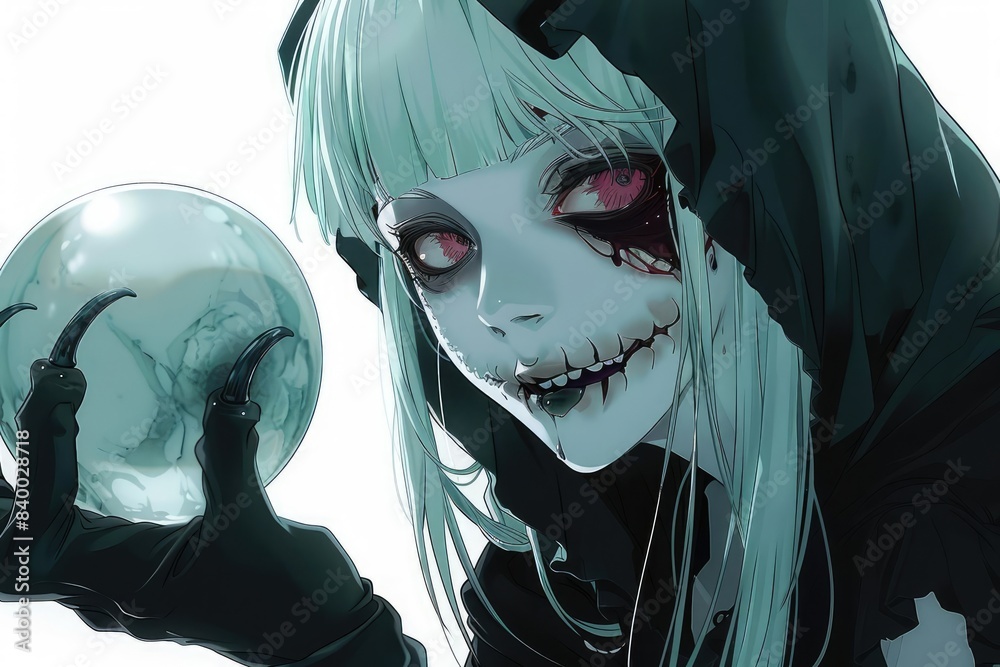 Creepy Anime Girl Wallpaper Dark Anime Background Gothic Horror Spooky Stare Crystal Ball