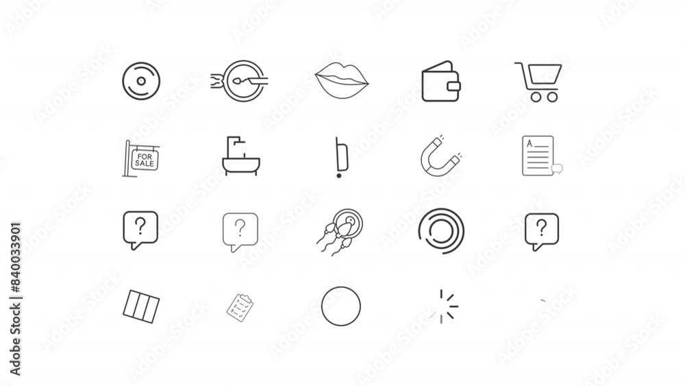 Morphing animation set. Transforming animated line icons. Loading ...