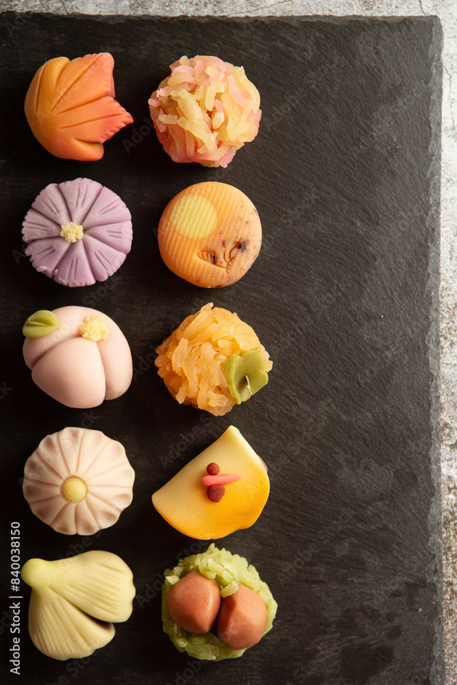 Japanese traditional sweets Nerikiri made from bean paste Stock 写真 ...