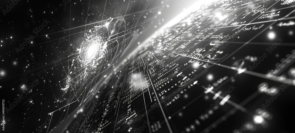 Particle physics equations side view theoretical framework technology ...