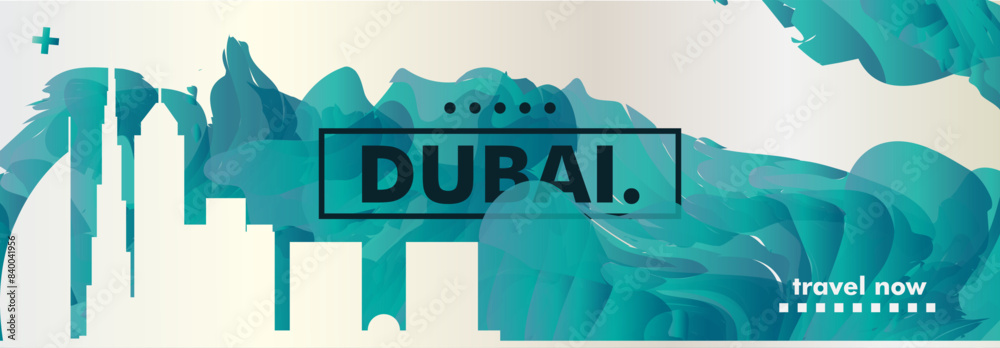 Dubai horizon profile banner, placard, header, footer. UAE, United Arab ...