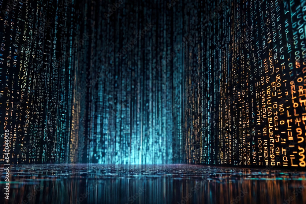 Wallpaper of abstract futuristic cyberspace with binary code, digital ...