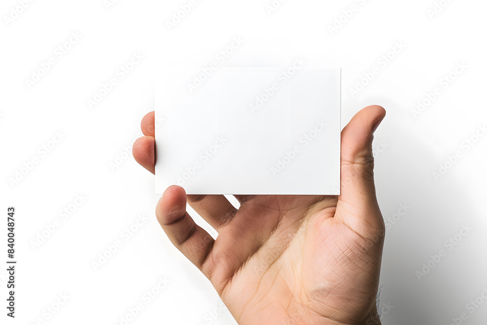 Business card mockup in man hand. Blank calling card template isolated ...