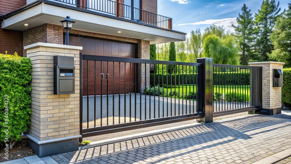 Automatic sliding gate system with iron and steel gates powered by ...