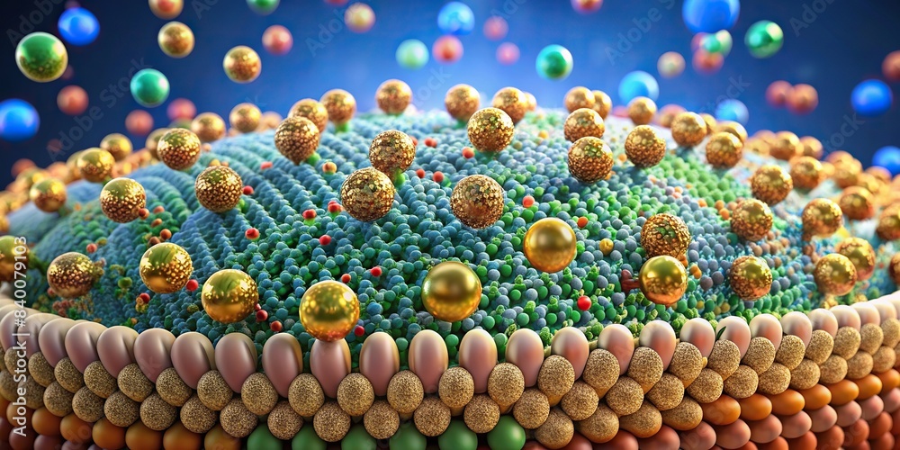 Structure with aqueous core encapsulated by lipid bilayers, scattered ...