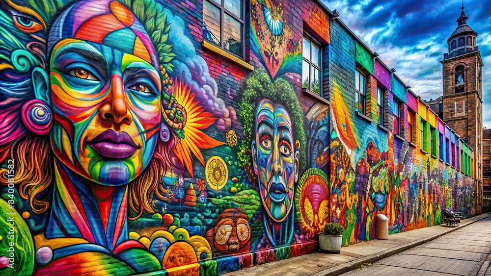 Colorful graffiti art on a city wall , urban, vibrant, street art ... Colorful graffiti art on a city wall , urban, vibrant, street art ...