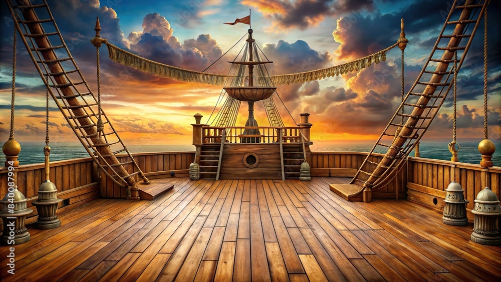 Empty pirate ship deck background for theater stage scene , pirate ship ...