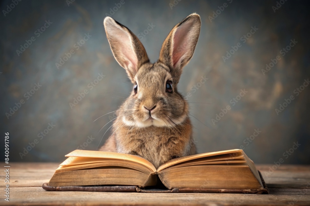 Rabbit reading a vintage book, Rabbit, book, vintage, reading, animal ...
