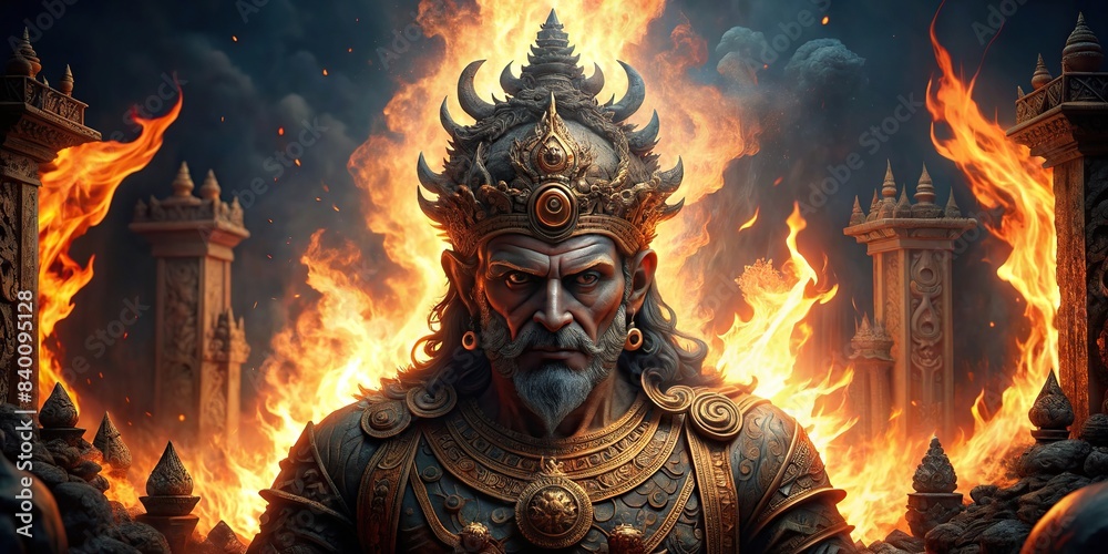 A mystical of ancient myth and power, depicted through flames and ...