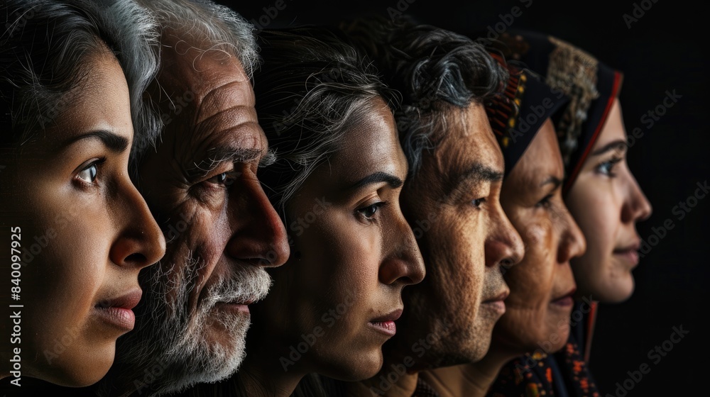 The human face, made from different portraits of different people of ...